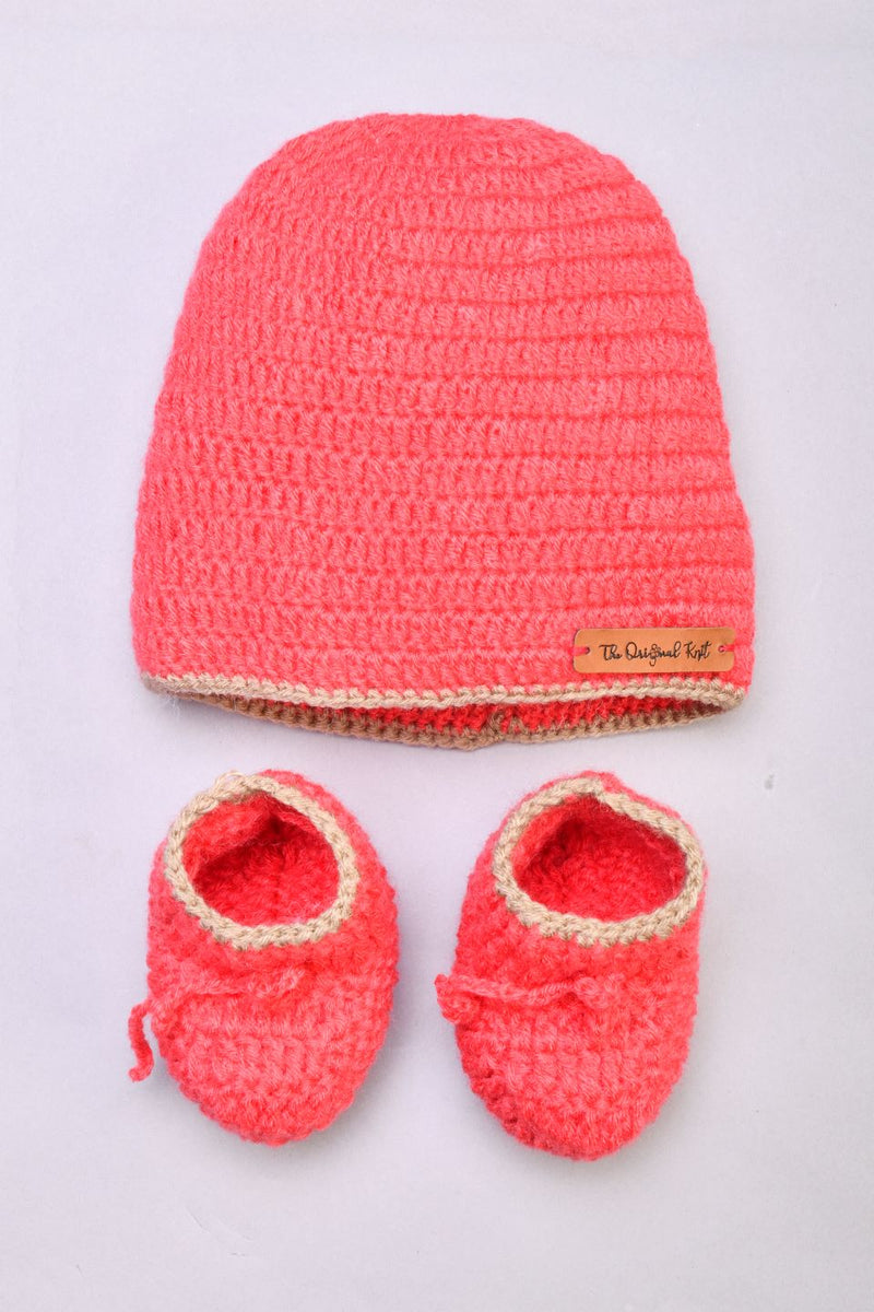 Handmade Cap with Booties- Carrot Red – The Original Knit