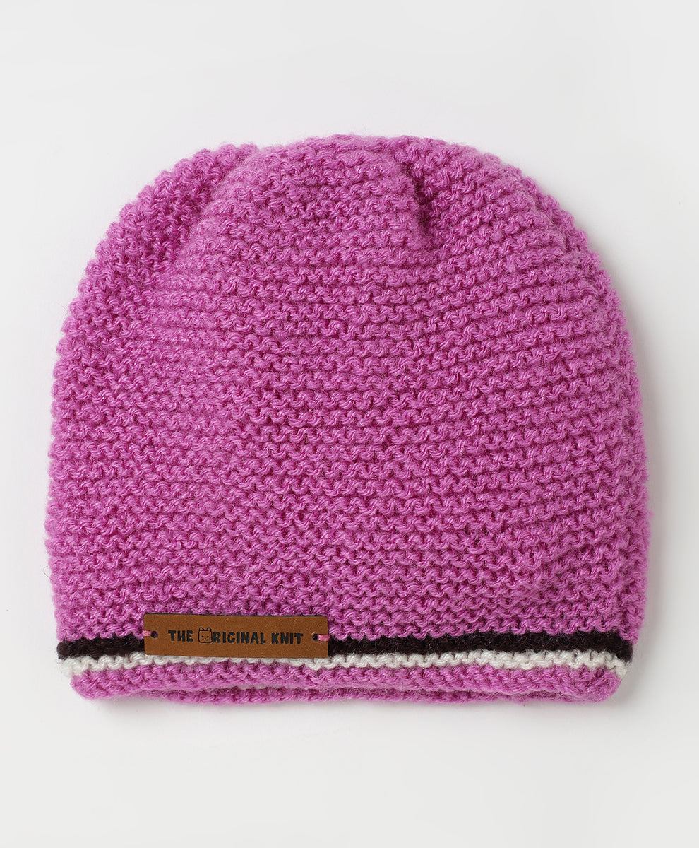 Handmade Self Design Cap- Purple – The Original Knit