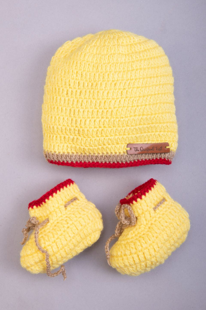Handmade Crochet Cap & Booties- Lemon Yellow – The Original Knit