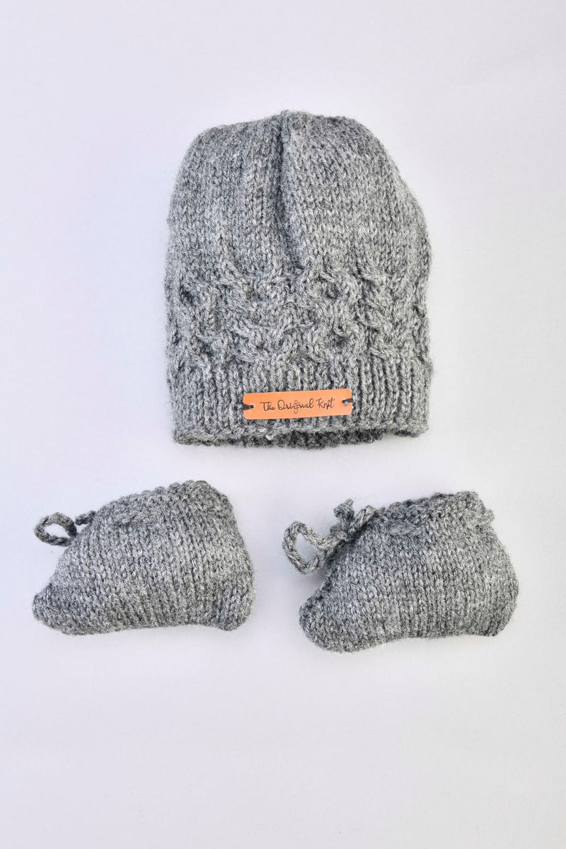 Handmade Self Design Cap with Socks- Drak Grey – The Original Knit