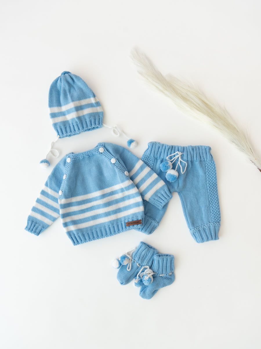 Stripy Fun Pyjama Set- Blue & White – The Original Knit