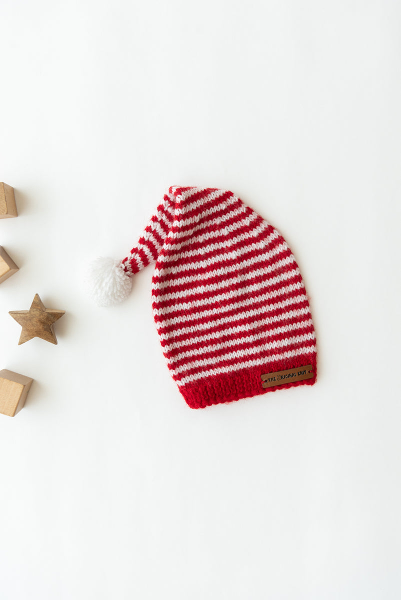 Unisex Handmade Striped Cap- Red & White – The Original Knit