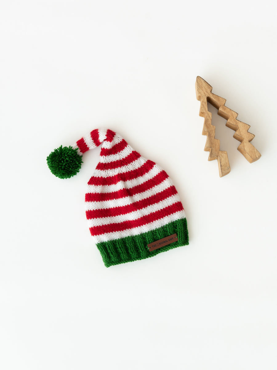 Unisex Handmade Striped Cap- Red & Green – The Original Knit